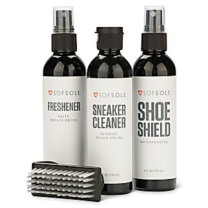 Sof Sole Sneaker Care Kit with Cleaner, Freshener, Shoe Shield and Scrub Brush