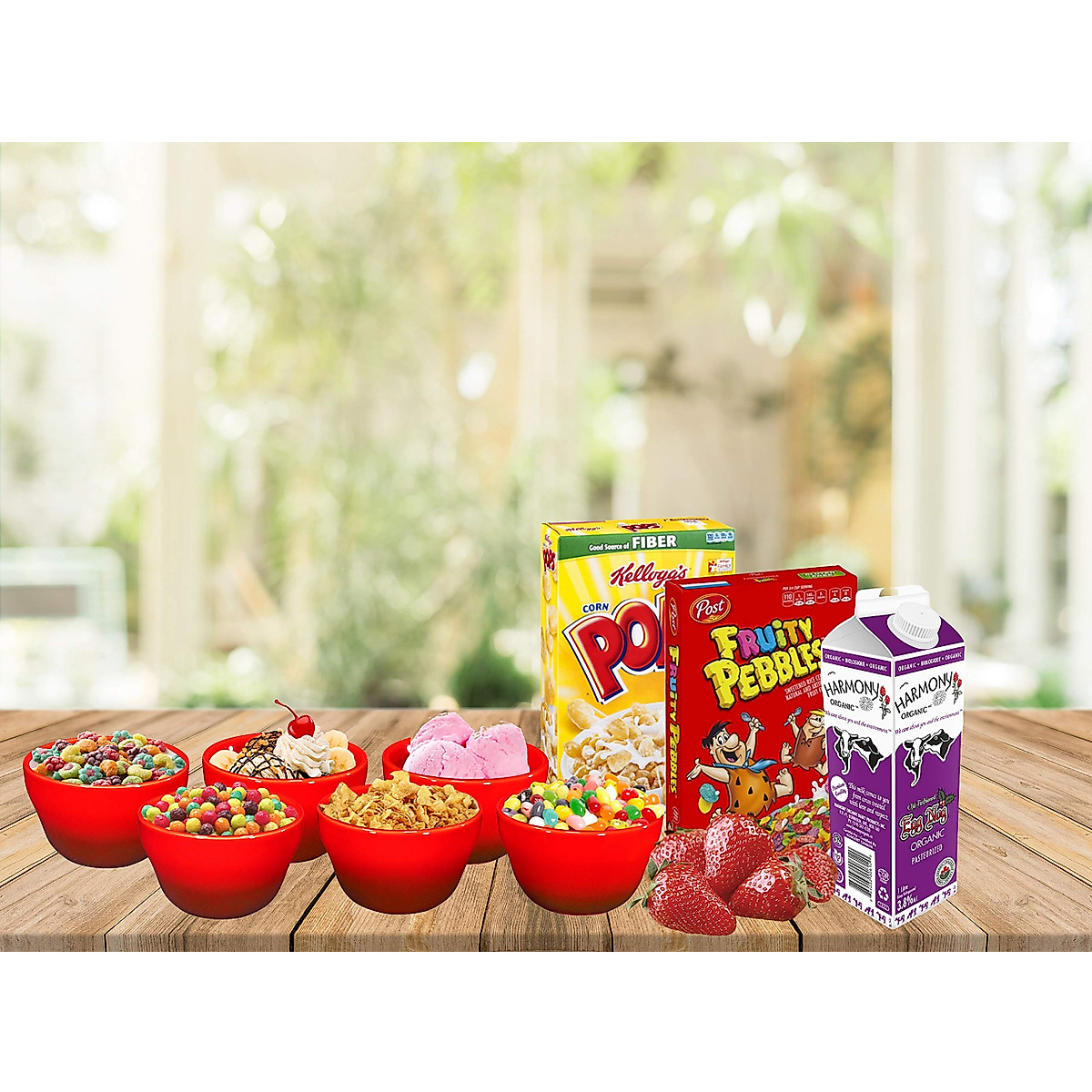 Bruntmor 8 oz Porcelain Bowls Set of 6 - for Ice Cream, Dessert, Soup, Small Side Dishes, Salad, Cereal, Rice - Microwave, Dishwasher and Oven Safe - Red Color