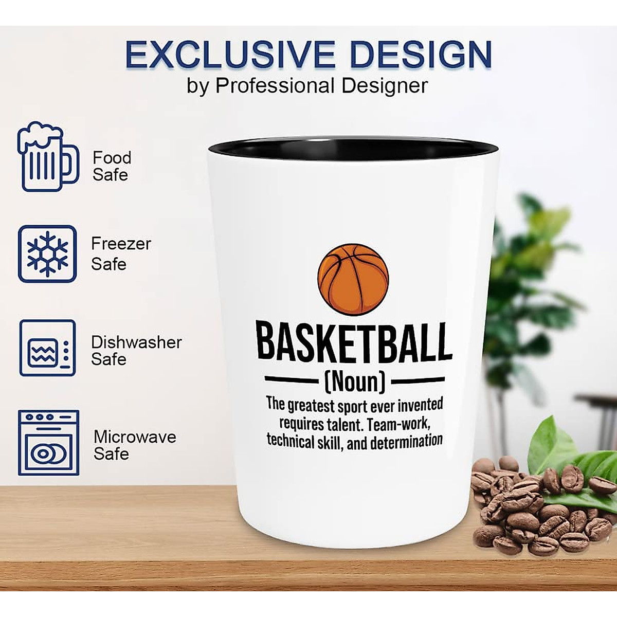 Flairy Land Basketball Shot Glass 1.5oz - Basketball definition - Playmaker Center Point Guard Shooting Guard Teammate Basketball Coach Trainee