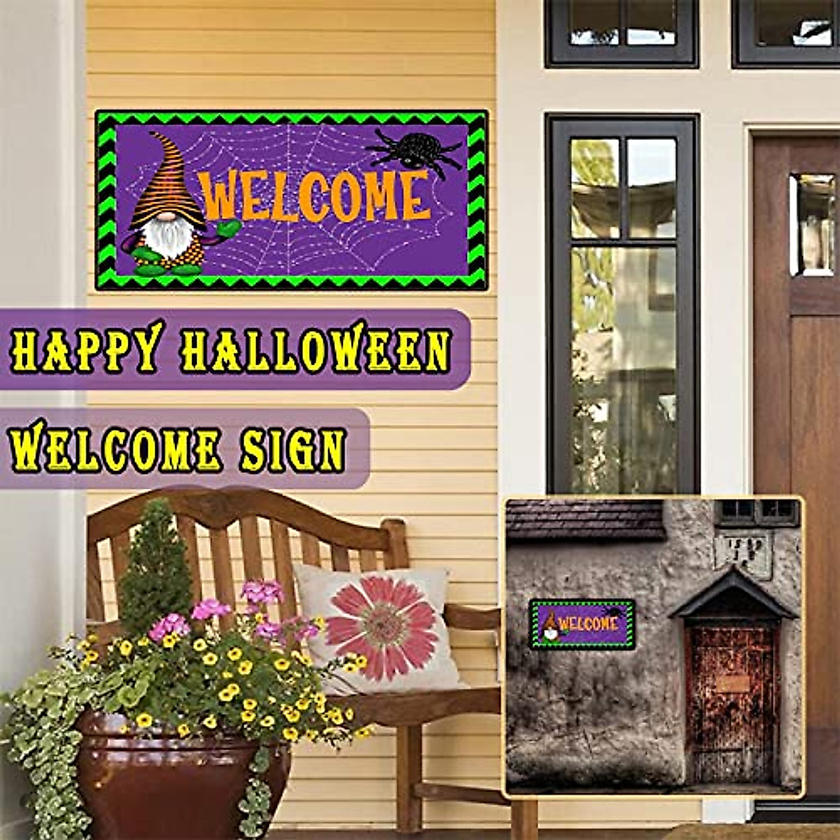 Halloween Decor Wall Welcome Hanging Garden Ornament Halloween Decorative Vintage Sign Home Decoration & Hangs