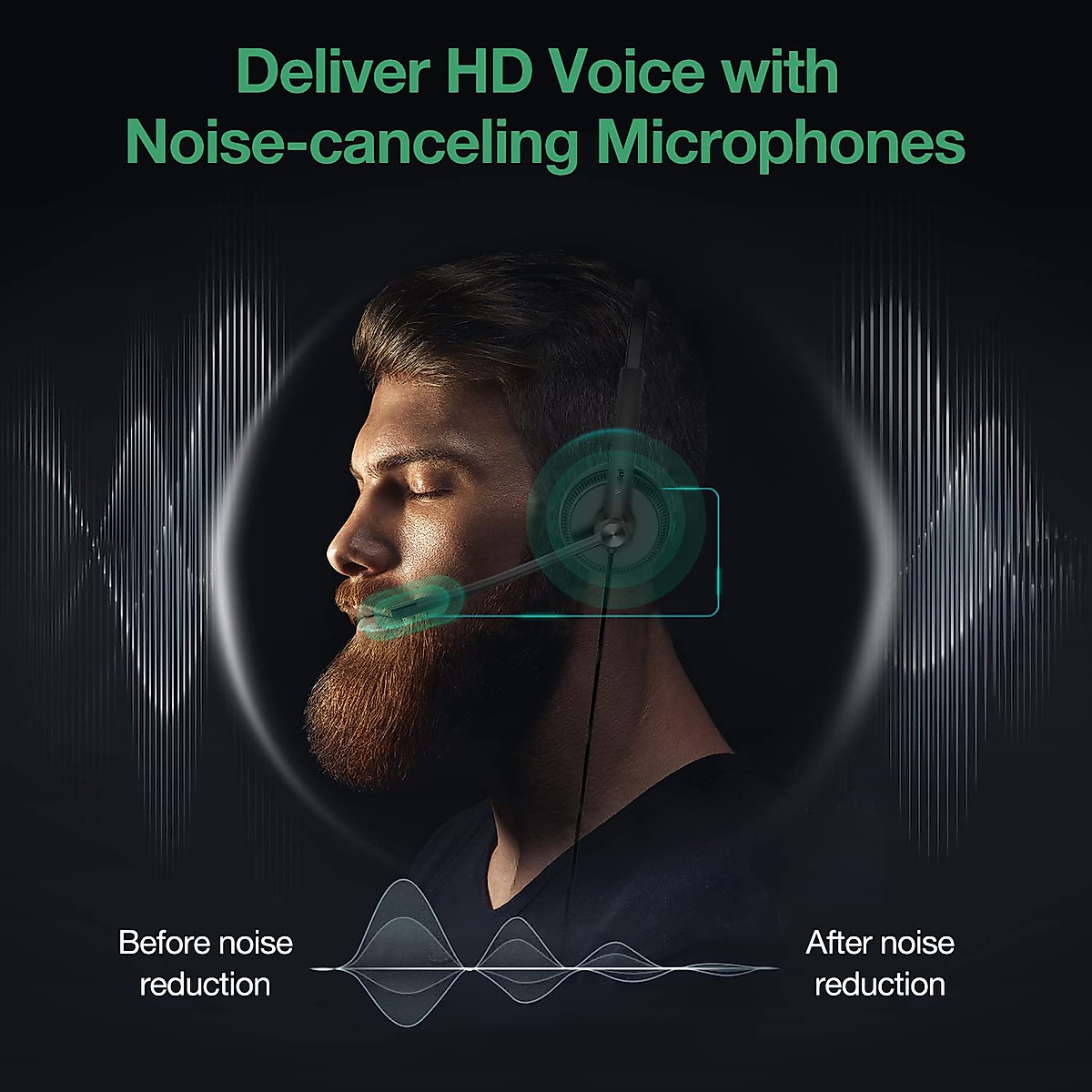 Yealink Phone Headsets for Office Phones YHS34 Lite QD to RJ9 Wired Headset Compatible with Poly Snom Grandstream Phones Desk Landline Headset with Microphone -Mono/72g/2.1m Cable