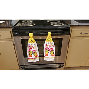 Handcrafted Turquoise Crochet Topped Gecko Kitchen Towel Pair