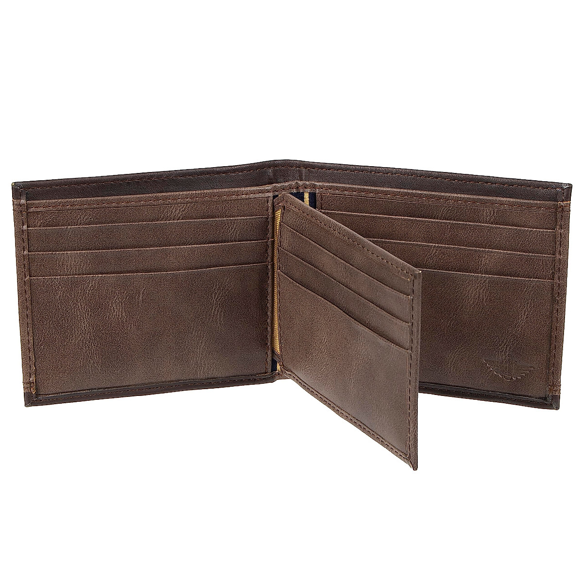 Dockers Men's Bifold Leather Wallet - Thin Slimfold Extra Capacity, Brown Stitch, One Size