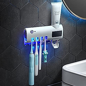 Wall Mounted Automatic Toothpaste Dispenser and Toothbrush Holder for Bathroom Space Saving Over The Door Towel Racks for Bathroom (Black, One Size)