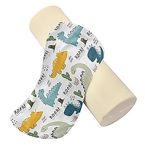 Vnurnrn Childish Dinosaur Neck Support Pillow Round Neck Roll Bolster Cylinder Pillow Cervical Pillows Leg Pillow for Leg Knee Back Head Support for Gifts Camp Study Work