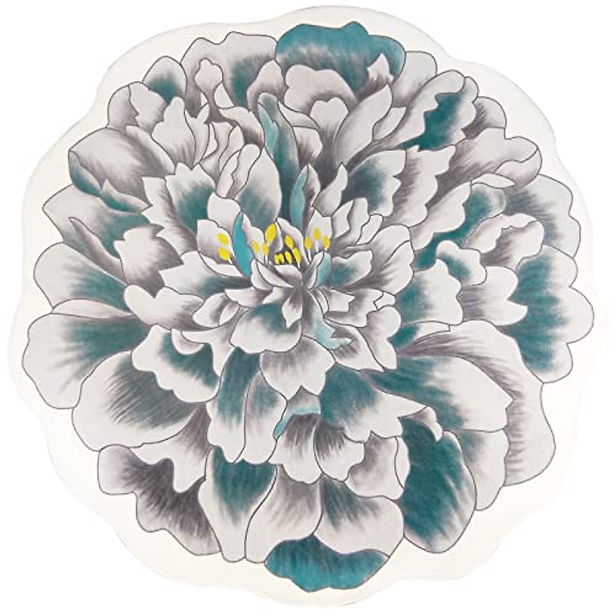 Modern Floral Rug 4Ft Round Farmhouse Rug Bedroom Floor Carpet Kids Rug Rural Accent Peony Flower Area Rug Nonslip Washable Circle Mat for Living Room Apartment Floor Protective Rug, Grayish Green