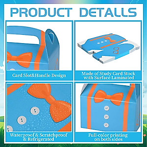 16 Pack Orange Blue Party Favor Boxes Blue Orange Cartoon Paper Treat Boxes for Birthday Party Baby Shower Party Supplies