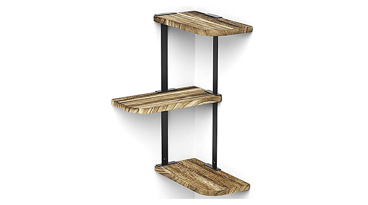 Love-KANKEI 3-Tier Rustic Corner Shelf - Space Saver