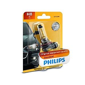 Philips 12360B1 H8 Standard Halogen Replacement Headlight Bulb, 1 Pack