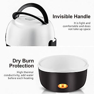 3 Layers Electric Warmer Lunch Box Food Heater Portable Bento Rice Cooker Office Lunch Containers Warming Home Food Grade Material Steamer with Stainless Steel Bowls, Egg Steaming Rack -Brown