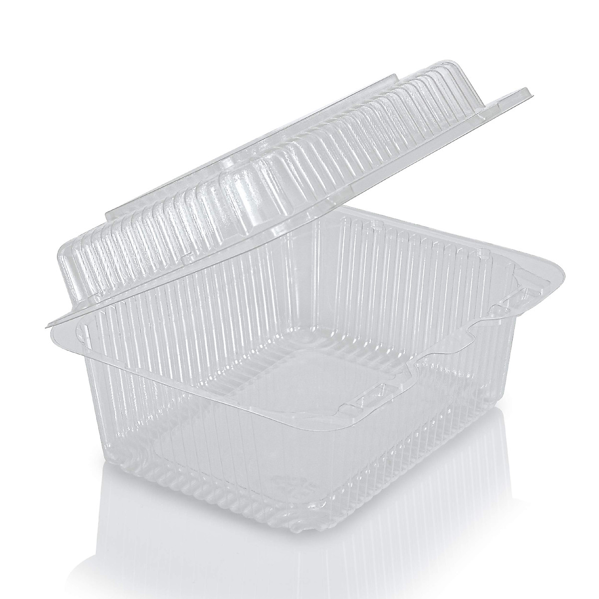 Clear Plastic Hinged Food containers - Sturdy Disposable Bakery Lid Cookie Container Boxes - 7”x 6”x3.5” (40)