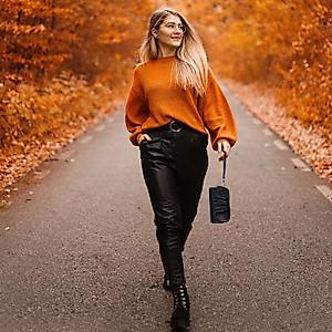 Wristlet Wallets for Women Genuine Leather Wristlet Purses Ladies Ruched Wristlet Clutch Wallet Purses, Black