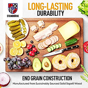 GOEHNER's Extra Large Sapele Wood Cutting Board - Edge Grain Butcher Block Ebony Meat Cutting Board with Juice Groove for Kitchen (20 x 14 x 1.5 inches | Extra Solid)