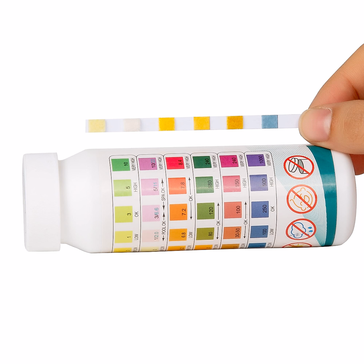 SWM Pool&Spa 6in1 Test Strips, 100 ct, Accurate 7 Parameters Water Chemical Testing Kit, pH, Bromine, Total Alkalinity, Total&Free Chlorine, Total Hardness, Cyanuric Acid(2 Pack of 50)