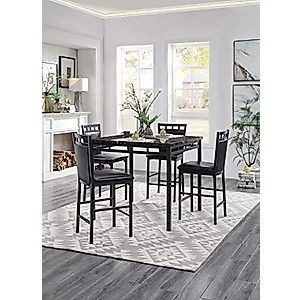 Homelegance 5-Piece Pack Counter Height Dinette Set, Black