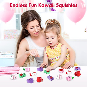NPET 30Pcs Mochi Squishies Valentines Party Favors Valentines Day Gifts for Kids Classroom, Kawaii Mochi Squishy Toys Heart Rose Bear Valentines Day Gifts Exchange School Prize Stress Relief Toys