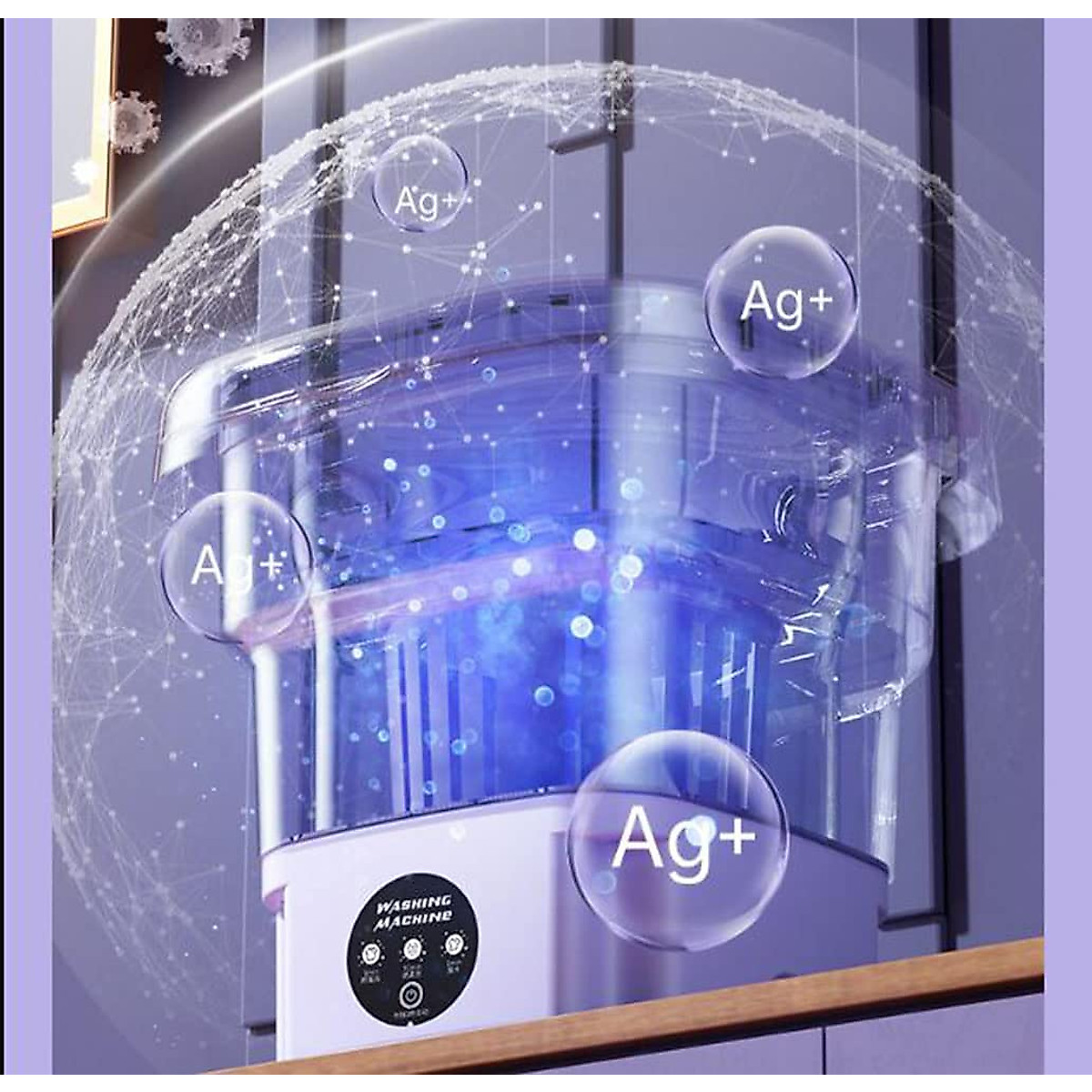 MOCOFO 8L Folding Washing Machine - Mini Portable Washing Machine for Camping, RV, Travel - Suitable for Underwear, Bra, Socks - 8L Large Capacity - Home Use（purple）