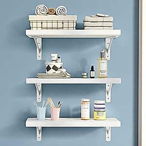 MOBPMO Floating Shelves White, Wall Shelf for Bedroom,Multifunctional Display Storage Shelves for Wall Suitable for Living Room,Bedroom,Bathroom,Kitchen, Set of 3