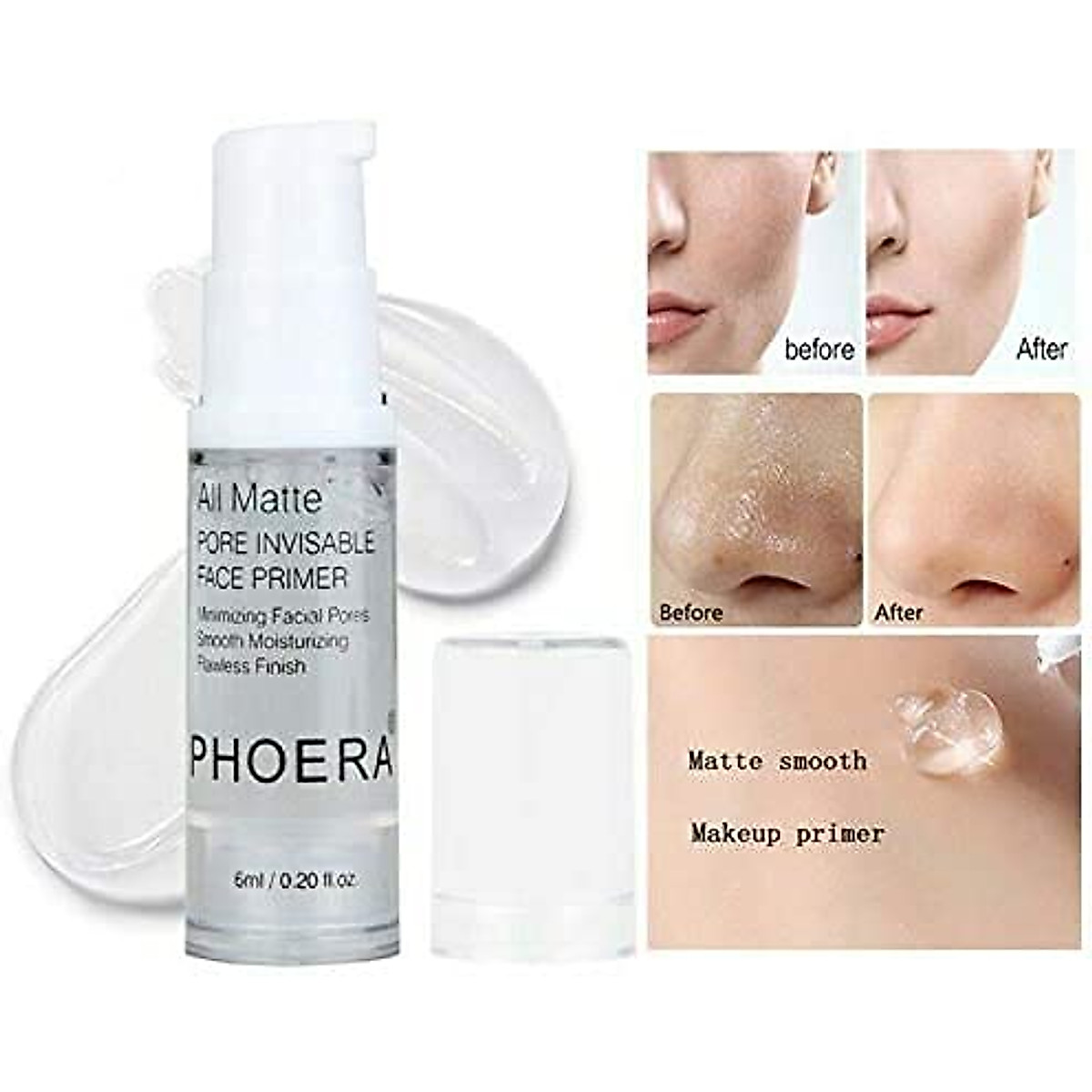 Phoera Soft Matte Full Coverage Foundation and Concealer, Poreless, Waterproof, Blendable Long Lasting 24HR Foundation 30ml with 6ml Makeup Lasting Facial Moisturizing Face Primer (102 Nude)