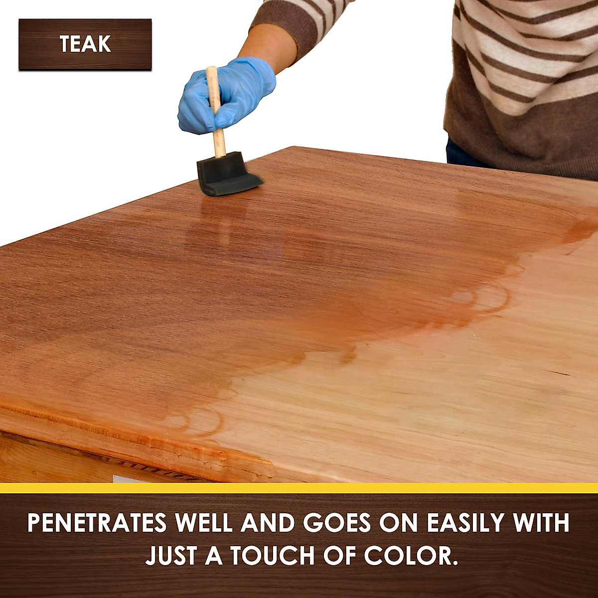 DWIL Water Based Wood Stain - Multiple Finishes, Fast Drying, Indoor and Outdoor Furniture, Wood Paneling, Cabinets and More, Low Odor ＆ Non-Toxic (8.5oz Teak)