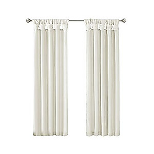 Madison Park Emilia Faux Silk Single Curtain with Privacy Lining, DIY Twist Tab Top, Window Drape for Living Room, Bedroom and Dorm, 95"L x 50"W, White