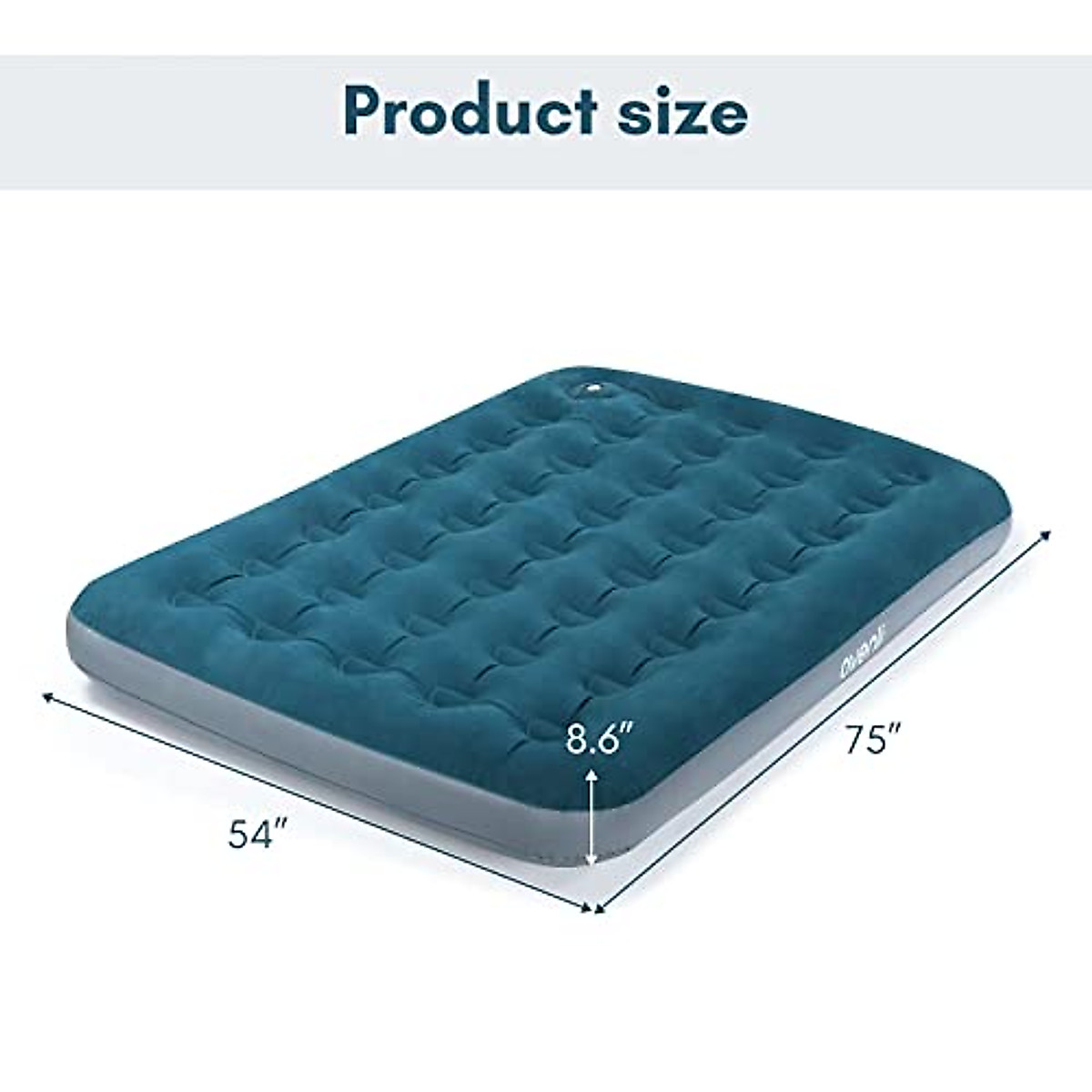 Full Size Air Mattress Double Air Bed with Foot Pump - Foldable Blow Up Mattresses with Flocked top - Portable Inflatable Beds with Patch Kit for Backpacking Tent Camping/Home/Traveling (75"*54")