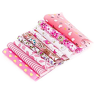 RayLineDo 50pcs 1010cm Different Pattern Patchwork Fabric Craft Printed Cotton Material Mixed Squares Bundle Quilting Scrapbooking Sewing Artcraft DIY Fabric Pink Series