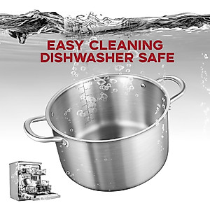 Buttermelt 8 Quart Tri-Ply Stainless Steel Stockpot with Tempered Glass Lid - Exceptional Heat Distribution for Delicious Soups, Stews, and More (8 QT, Glass Lid)