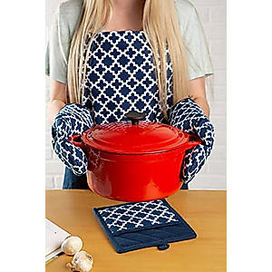 DII Lattice Basics Collection Kitchen Essentials, Potholder Set, Nautical Blue, 2, Piece