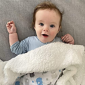 EVERYDAY KIDS Large Ultra Soft Gray and Blue Elephant Minky Baby Blanket for Boys Mink and Sherpa Toddler and Baby Boy Blanket Measures 30 x 40”; Trendy Animal Elephant Baby Nursery Decor