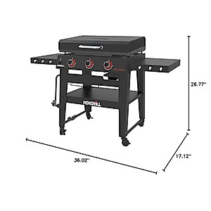 Nexgrill Daytona 3-Burner Propane Gas Griddle with Side Tables, 45000 BTUs Flat Top Grill, 630 SQ. in. Hot Rolled Steel Cooking Space, Outdoor Cooking Barbeque, Black - 720-1057B