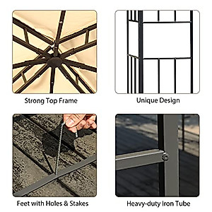 REDCAMP 10' x 10' Patio Gazebo with Netting, Double Roof Outdoor Gazebo Canopy Shelter for Backyard, Garden, Lawn (Khaki)