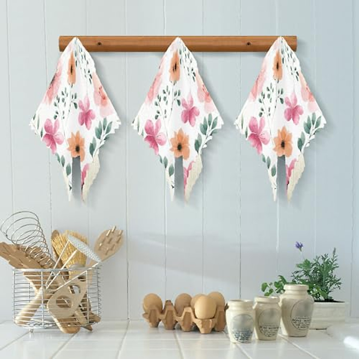 FRODOTGV Watercolor Floral Pattern Kitchen Towels and Dishcloths Sets Microfiber Washcloth Dish Towels Tea Towel Terry Cloth Dish Towels and Dish Cloths Cute Hand Towels for Kitchen