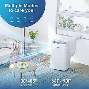 DuraComfort Portable Air Conditioners, 14000 BTU(ASHRAE) /10400 BTU (SACC), Dehumidifier, Cooling Fan, AC for Room,450 Sq.Ft