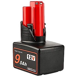 DKSIDKN M12 12V 9.0Ah Lithium-ion Replacement Battery Compatible with Milwaukee XC 48-11-2440 48-11-2402 48-11-2411 12-Volt M12 Cordless Tools