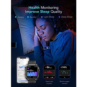 SKG R8 Military Smart Watches for Men (Answer/Make Call) Alexa Built-in, 1.8'' Rugged Bluetooth Tactical Smartwatch for Android iPhone, IP68 Waterproof Fitness Tracker Heart Rate Monitor, 2023 New