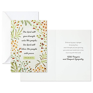DaySpring Assorted Religious Sympathy Cards, Floral Wreaths (12 Cards with Envelopes)
