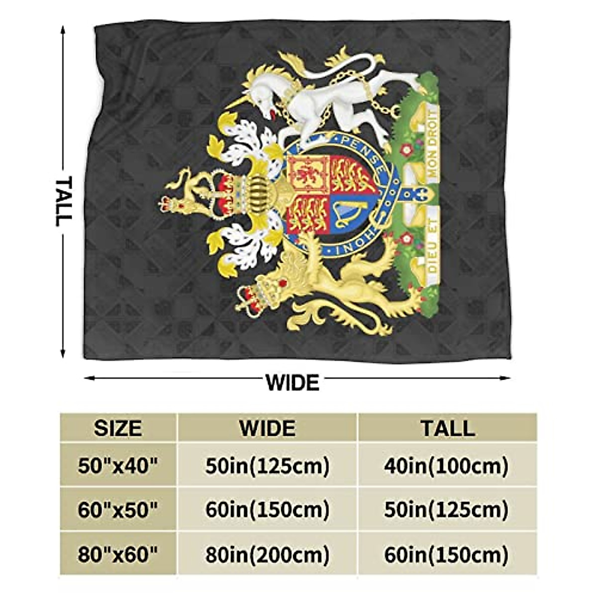 Royal Coat of Arms of The United Kingdom Flannel Fleece Throw Blanket ,Softest Super Fluffy Bed Plush Blanket Throw, Sofa Luxury Cozy Couch Blanket 80"x60"