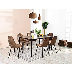 HOMY CASA Dining Chairs Set of 6, Modern Mid-Century Style Dining Room Side Chairs Accent Chairs with Black Metal Legs Comfortable for Kitchen Lounge Farmhouse, Rustic Brown, 6PCS(Only Chairs)