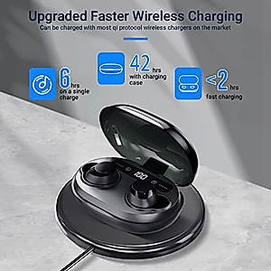 EBAKIN C8X True Wireless Earbuds Bluetooth Headphones Touch Control with LED Display Charging Case Noise Cancellation IPX7 Waterproof Earphones in-Ear Built-in Mic Headset for iPhone and Android