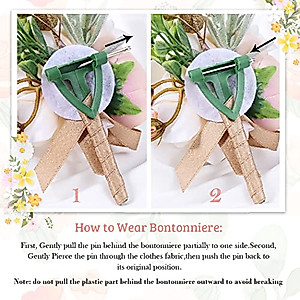 Campsis Wedding Corsage Boutonniere Champagne Rose Pearl Flower Wrist Corsage Groom Boutonniere Flower Decor Girls Bride Bridesmaid Lady for Prom and Dinner Party(2pcs)