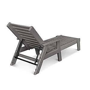 POLYWOOD AC2678-1BL Captain Chaise with Arms, Black