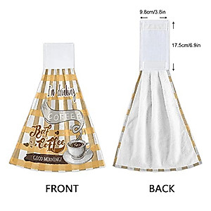 Coffee Hand Towels Set 2 Pcs Fashion Absorbent Dish Cloth Tie Towel Soft Dry Towel for Bathroom Kitchen Home Decor 18.2 L x 14 W