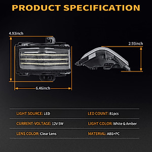 LED Sequential Side Mirror Marker Lights Switchback Turn Signal Lamps Towing Mirror Light Replacement for 2017-2021 Ford F250 F350 F450 Super Duty, 2 Packs (Clear Len)
