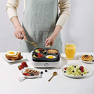 MIHUNTER 4 Egg Frying Pan,Pancake Omelette Pan,Cooker Pans 4-Cups Non-stick Cookware Aluminium Alloy Fried Divided Egg Cooker, Burger Pan for Breakfast,Pancake,Poached Egg1