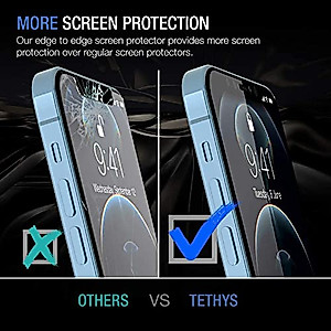 TETHYS Glass Screen Protector Compatible for iPhone 12 / iPhone 12 Pro 2020 6.1 Inch 3 Pack Case Friendly, Edge to Edge Coverage Tempered Glass, Guidance Frame Included