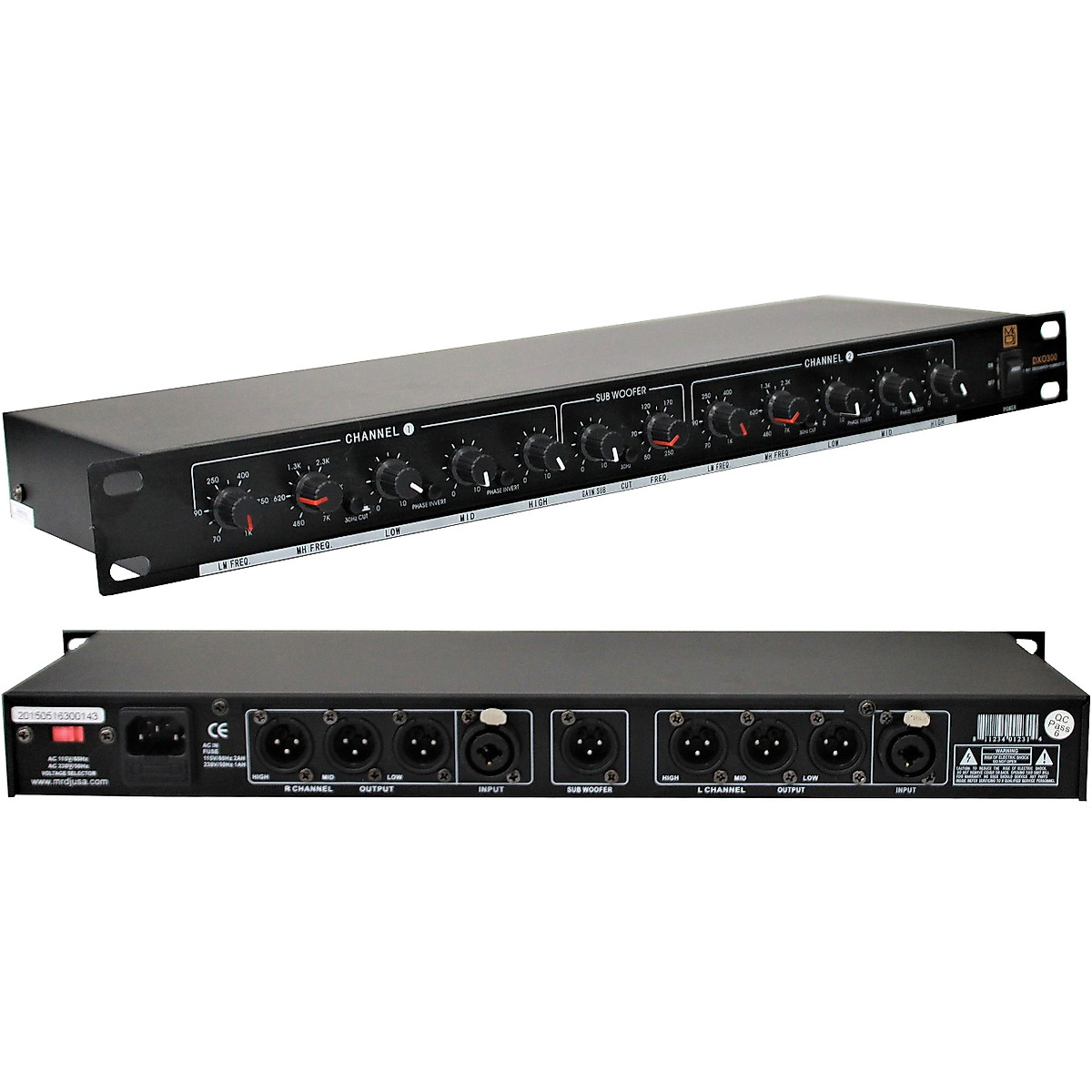 MR DJ DXO200 PRO PA DJ Club Stereo 2 Way Plus Subwoofer Crossover with XLR Input & Output