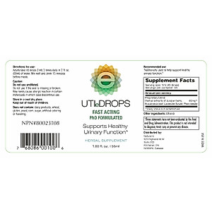 Natural UTI E-Drops – Fast-Acting Herbal Formula for Support of Bladder, Kidney & Urinary Tract Health for Women & Men