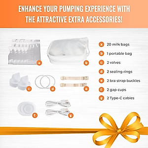 EZBREZ 2023 Upgraded Wearable Breast Pump, 3 Modes 9 Levels, Strong Pumping, Smart Alarms, Auto 30 Min Shut Off, 22mm, 2 Pack