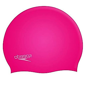 Speedo Unisex-Youth Plain Moulded Silicone Junior Swimming Caps, Cherry Pink/Blush, One Size